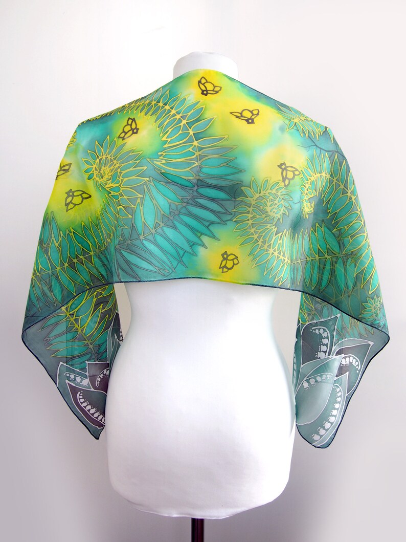 Fern Silk Scarf Firefly Insect Hand Painted on Silk Scarves. | Etsy