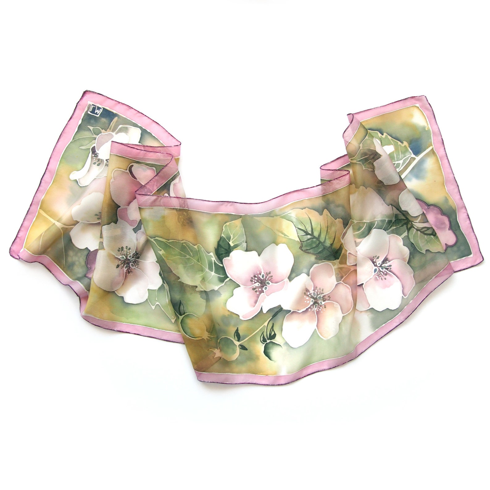 Watercolor Silk Scarf Raspberry Silk Scarves Hand Painted | Etsy