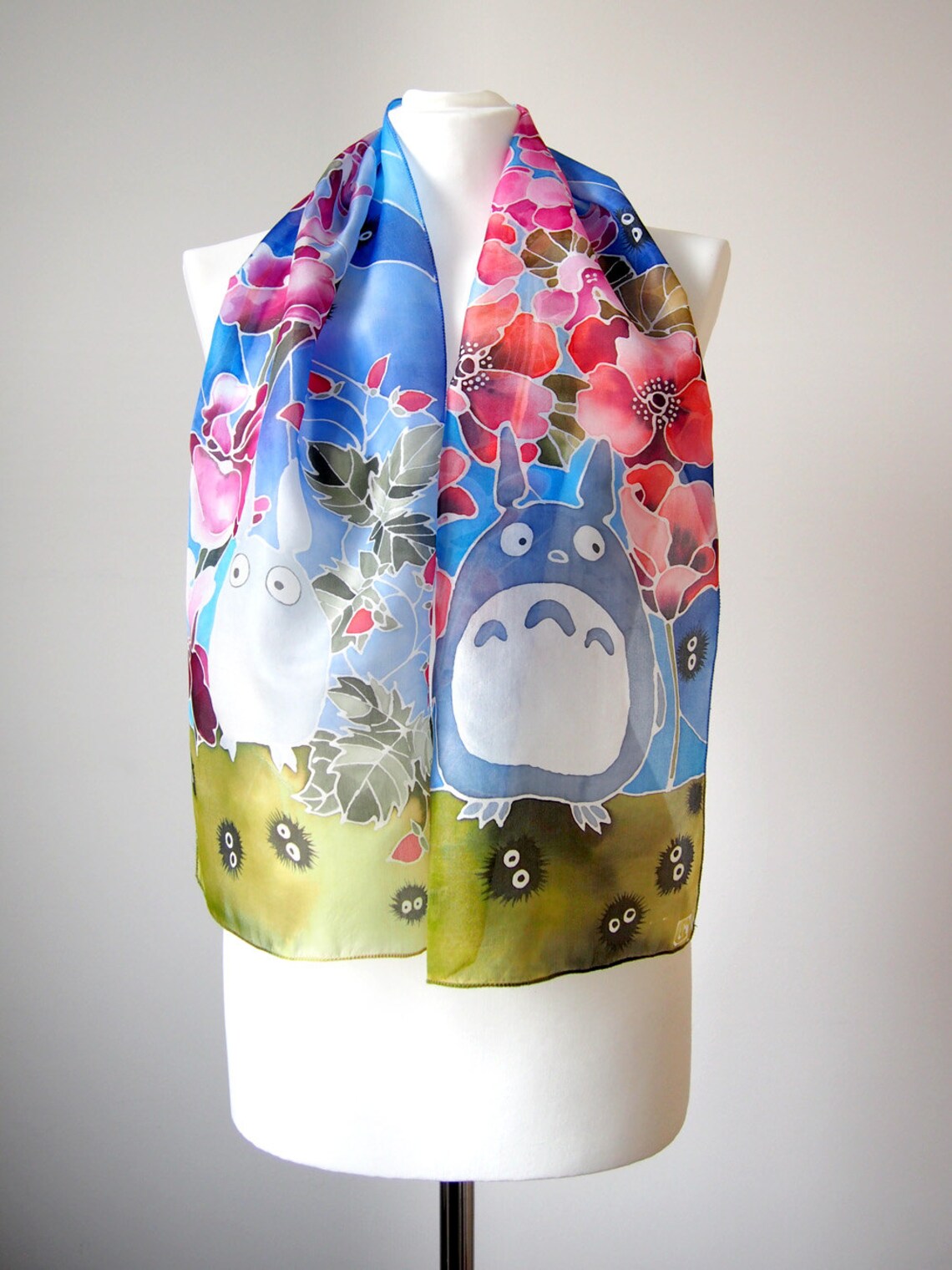 Totoro Silk Scarf, Hand Painted Scarves With My Neighbor Totoro and ...