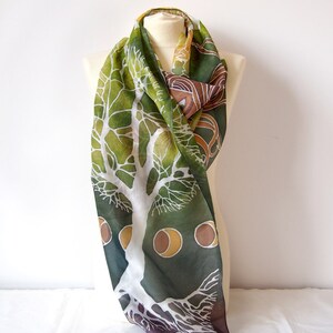 Silk Scarf - Celtic Tree of Life Scarf - Hand Painted Long Scarf ...