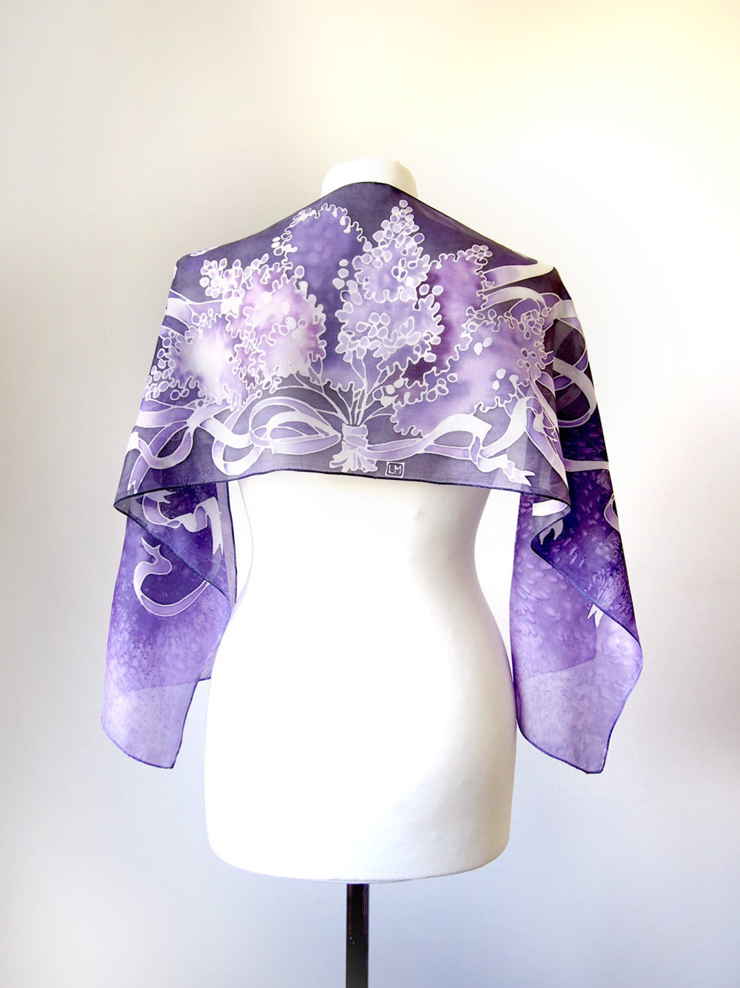 Purple Scarves / Lilac Scarf / Bouquet of Lilacs Hand Painted on a ...