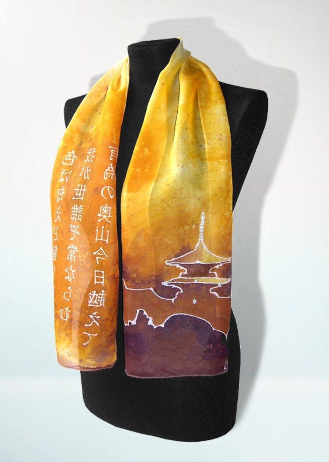 Silk Scarf Japan Gold, Mustard Ellowy Silk Scarves, Hand Painted Silk ...