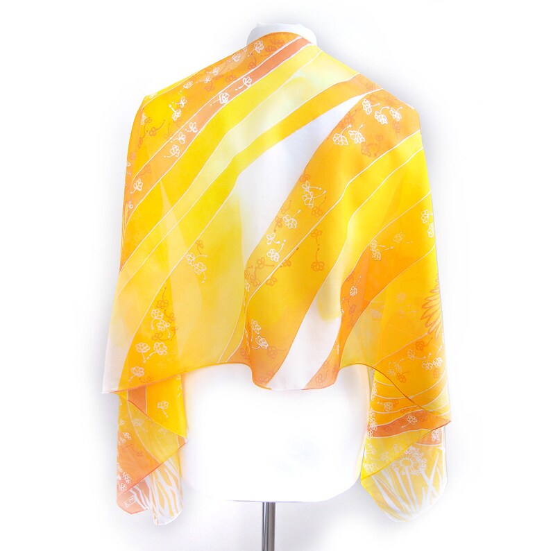 Yellow Silk Scarf Hand Painted Scarves Dandelions & Birds - Etsy