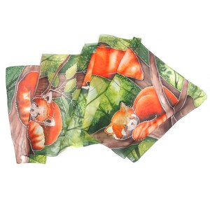 Red Panda Scarf, Hand Painted Silk Scarves, Veterinarian Gift for Him ...