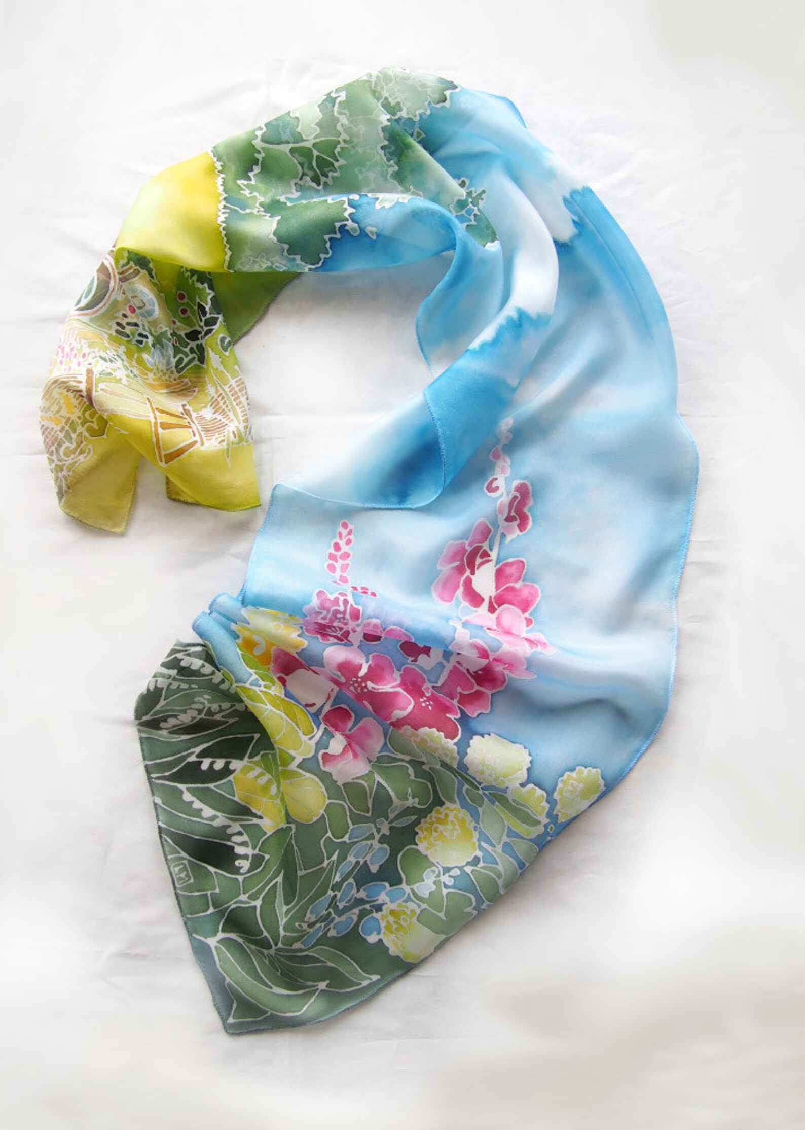 Fantasy scarf geek scarf handpainted small scarf neck | Etsy