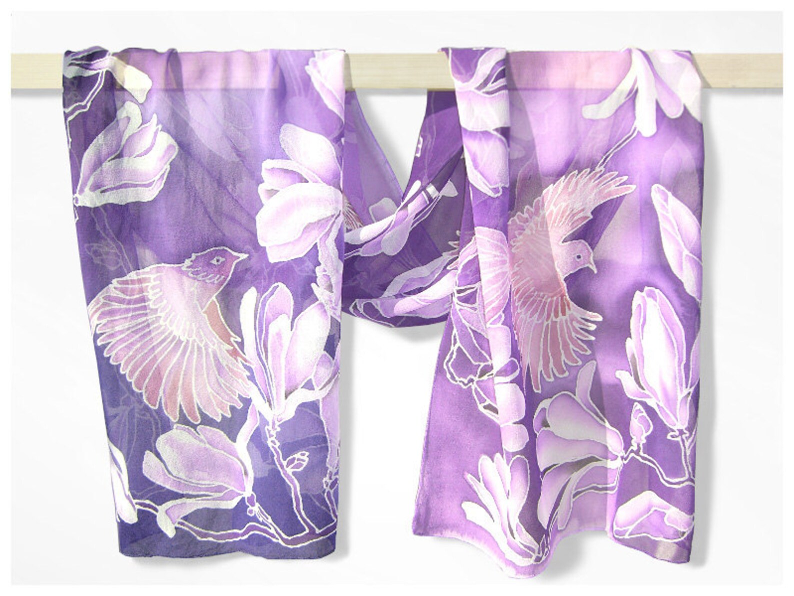 Purple Silk Scarf Long Violet Scarves Hand Painted on Silk - Etsy