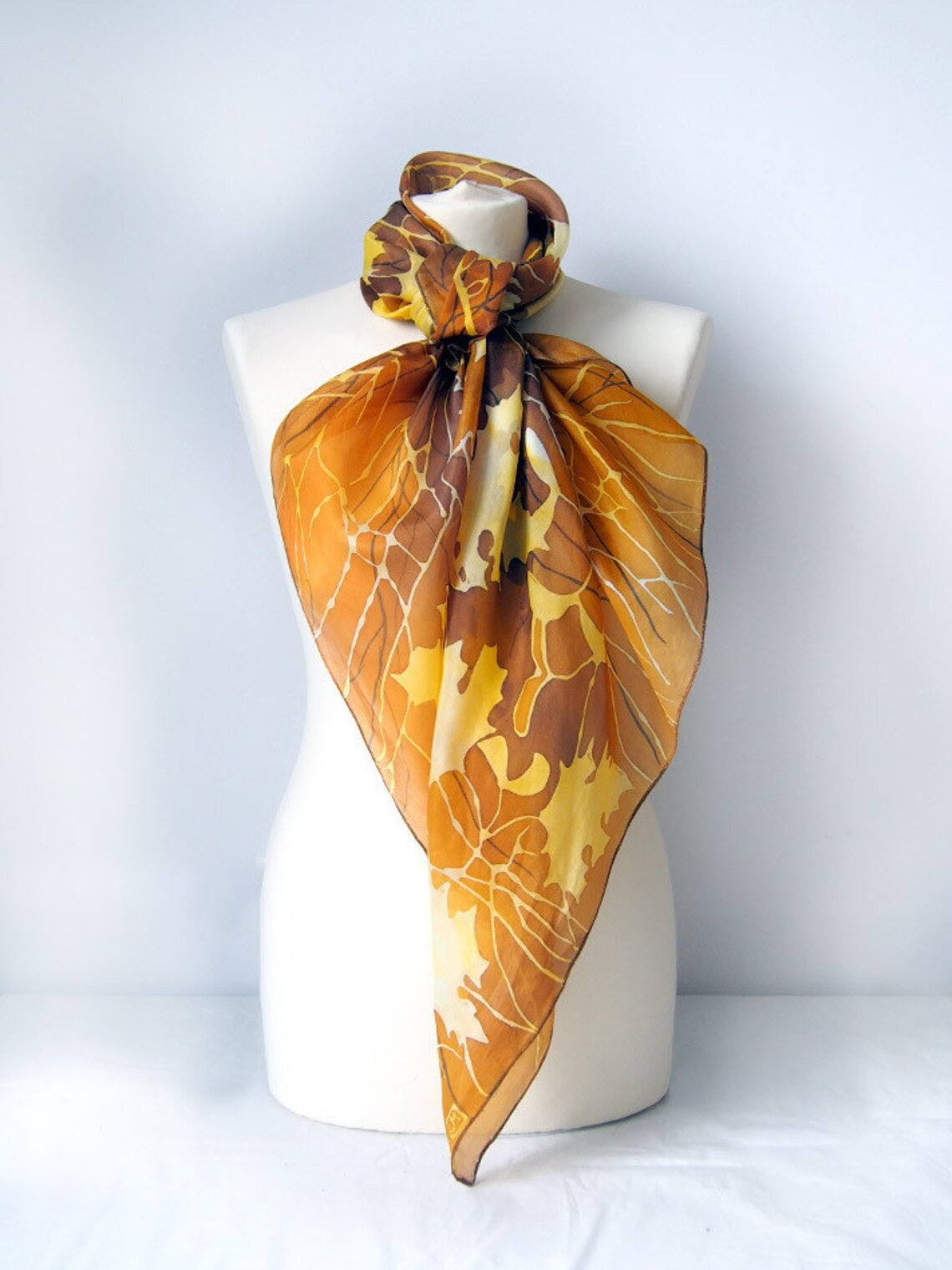 Big Scarf AUTUMN LEAVES Square Scarves Hand Painted in - Etsy Canada
