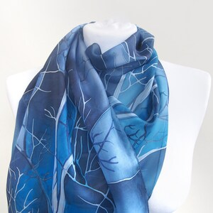 Ocean Blue Scarf - Hand Painted Scarves With Tree - Silk Scarf in ...