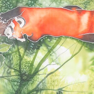 Red Panda Scarf, Hand Painted Silk Scarves, Veterinarian Gift for Him ...