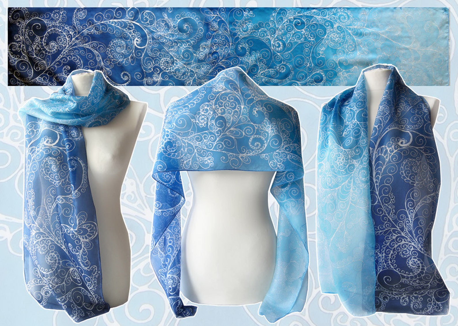 Ice Scarf Silk Scarf FROST Hand Painted Silk Scarves | Etsy