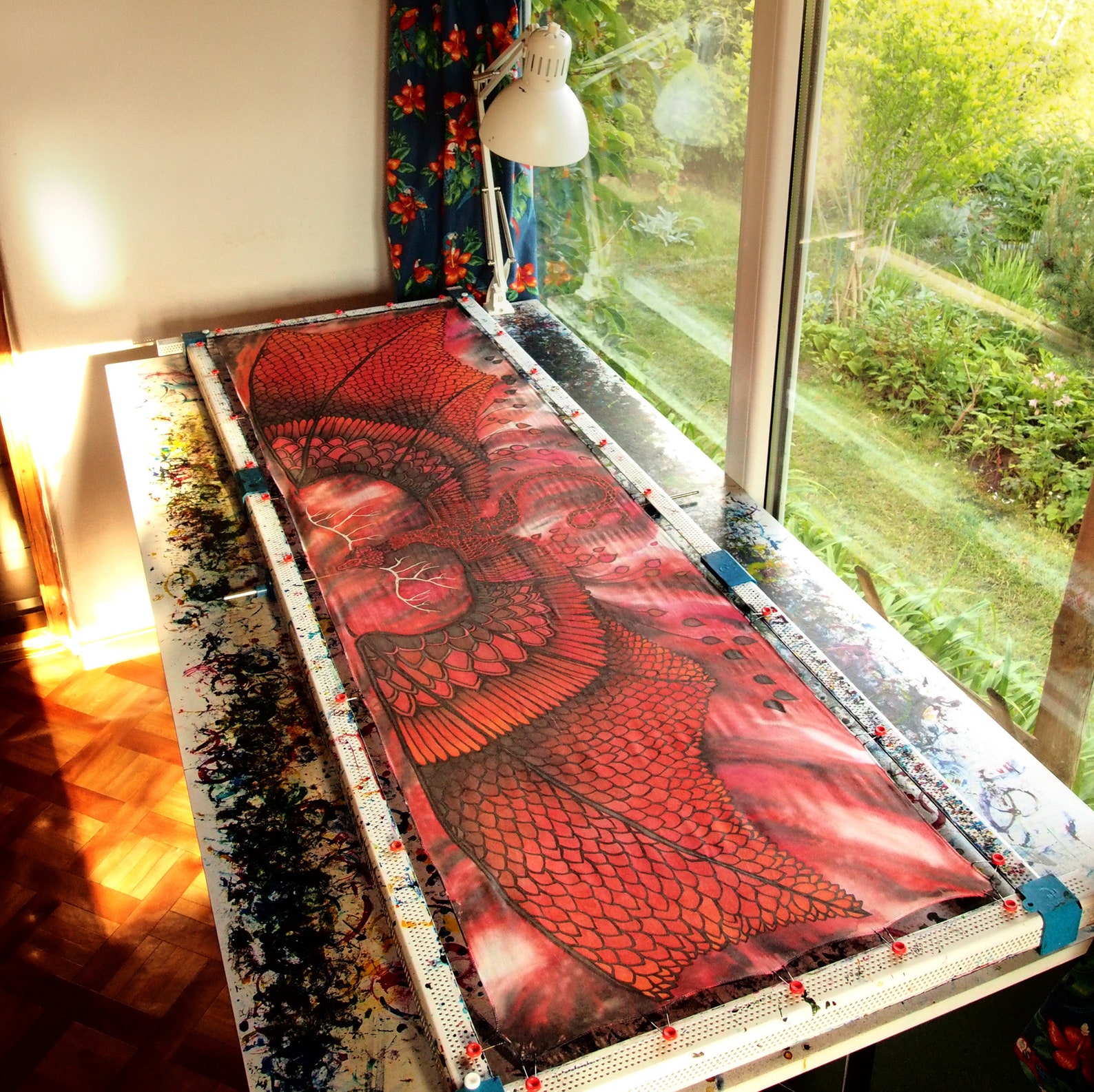 Red Dragon Silk Scarf - Hand Painted Scarves With Red & Black Dragon ...