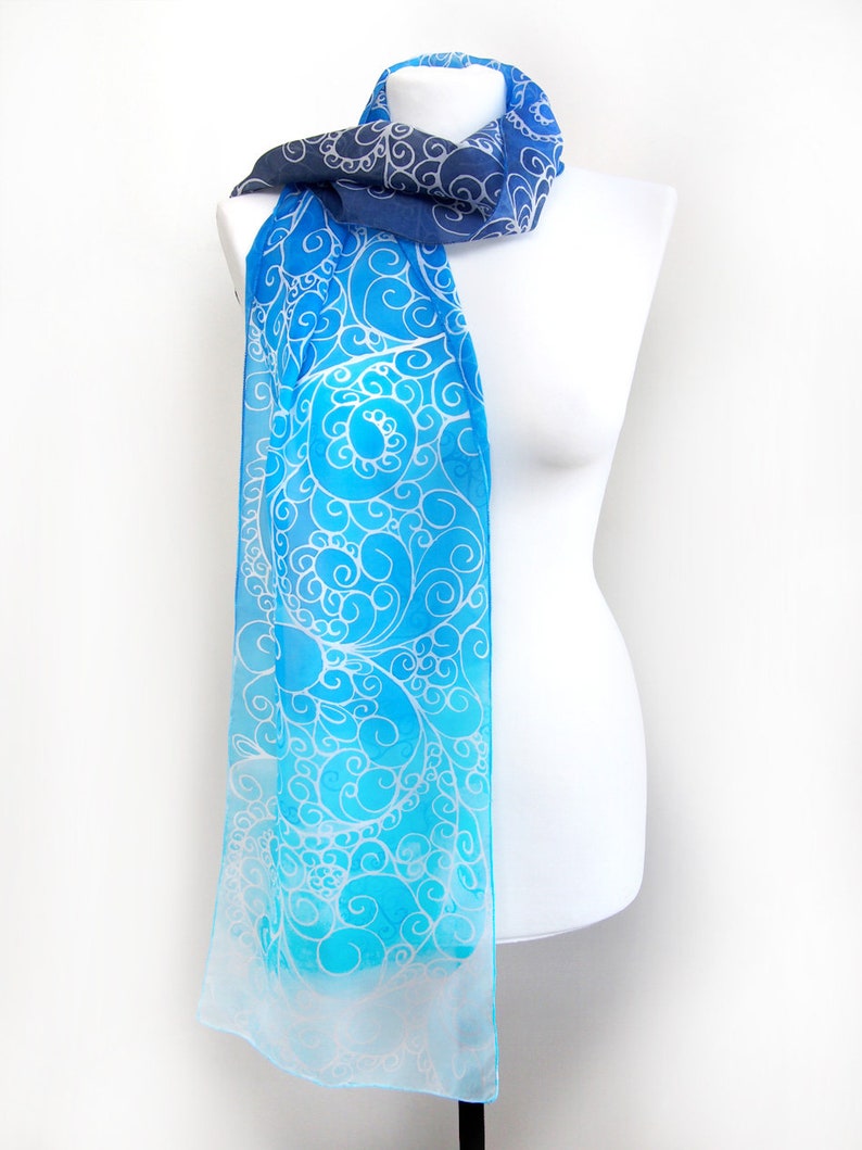 Ice Scarf Silk Scarf FROST Hand Painted Silk Scarves | Etsy