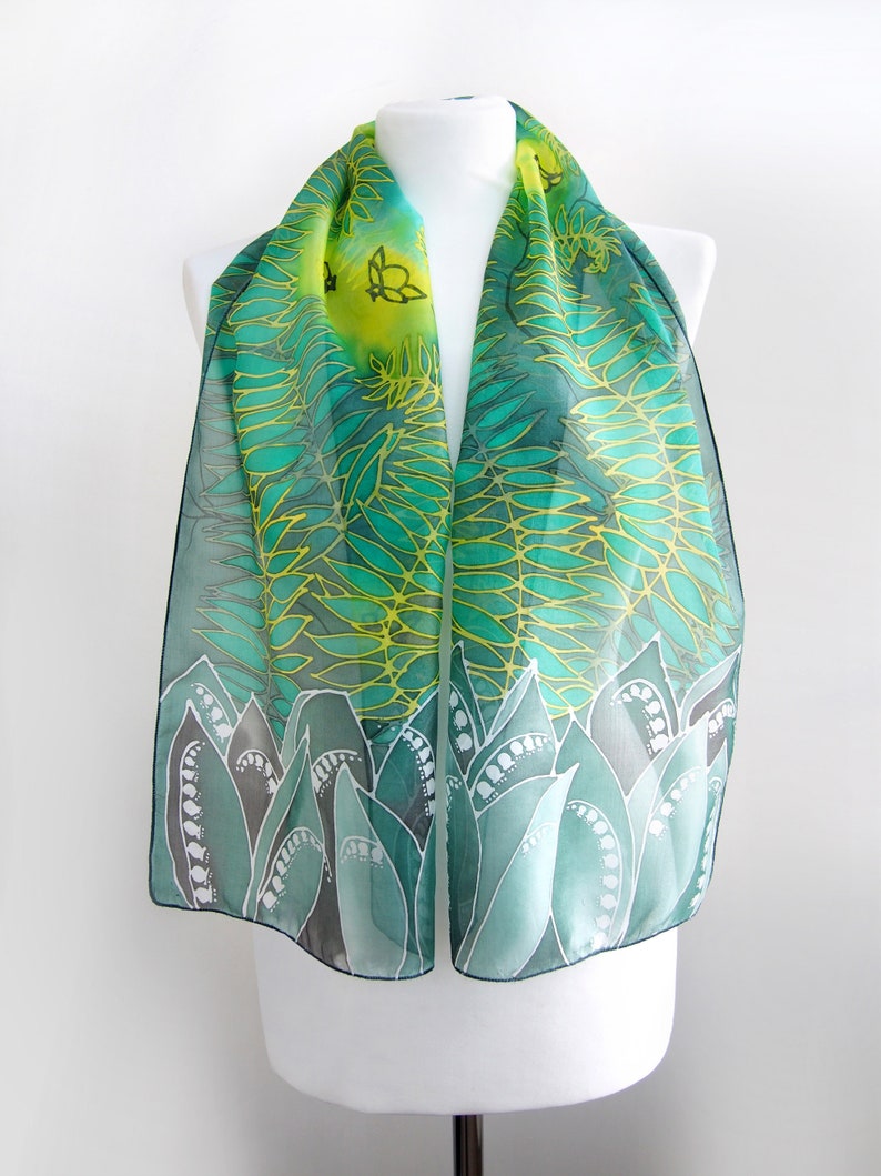 Fern Silk Scarf Firefly Insect Hand Painted on Silk Scarves. | Etsy