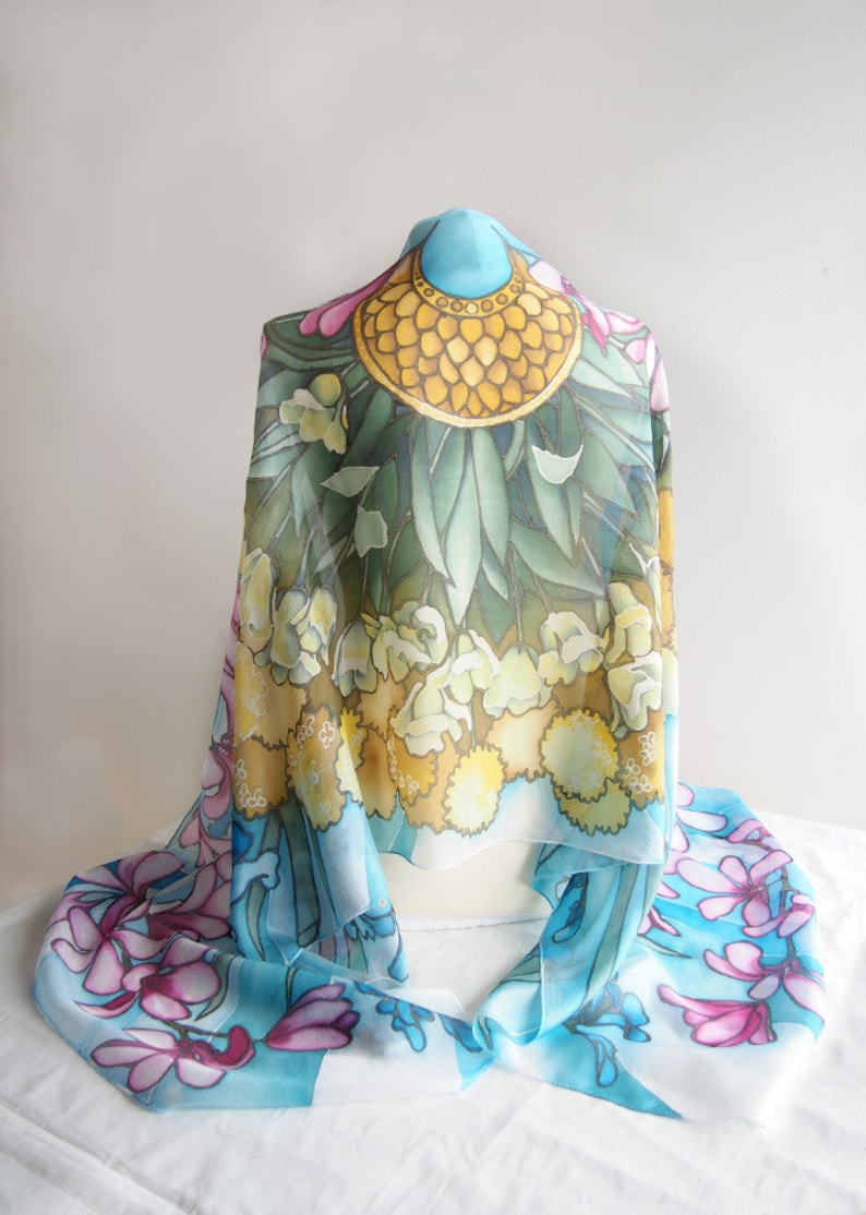 Big Silk Scarf Extra Long Scarf Handpainted Silk Scarves - Etsy