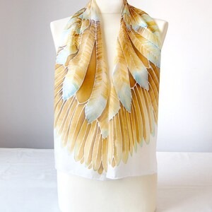 Silk Scarf Wings - Gold Wings on White Scarf Feathers - Hand Painted ...