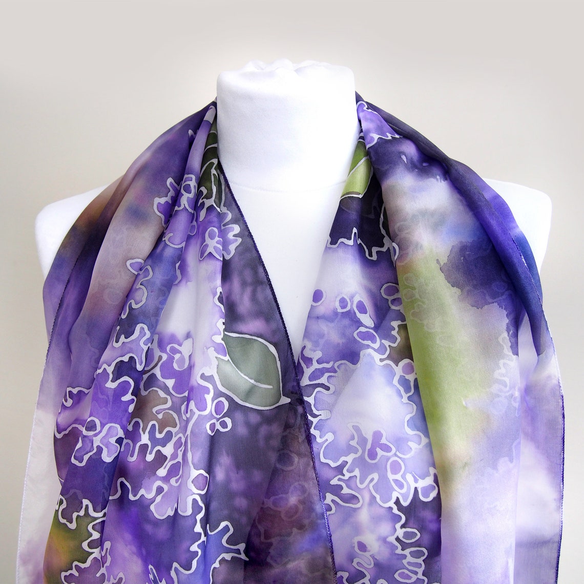 Lilac Silk Scarf Hand Painted Scarves in Warm Purple and - Etsy