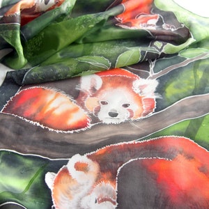 Red Panda Scarf, Hand Painted Silk Scarves, Veterinarian Gift for Him ...