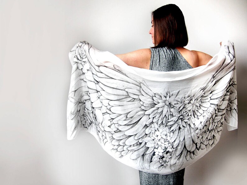 Bird Wings Scarf Big Scarf Pareo Sarong Silk Scarves | Etsy