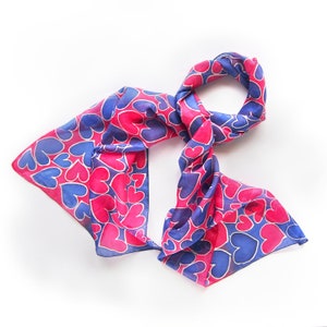 Heart Scarf Hand Painted on Silk Scarves - Love Scarf - Blue and Pink ...