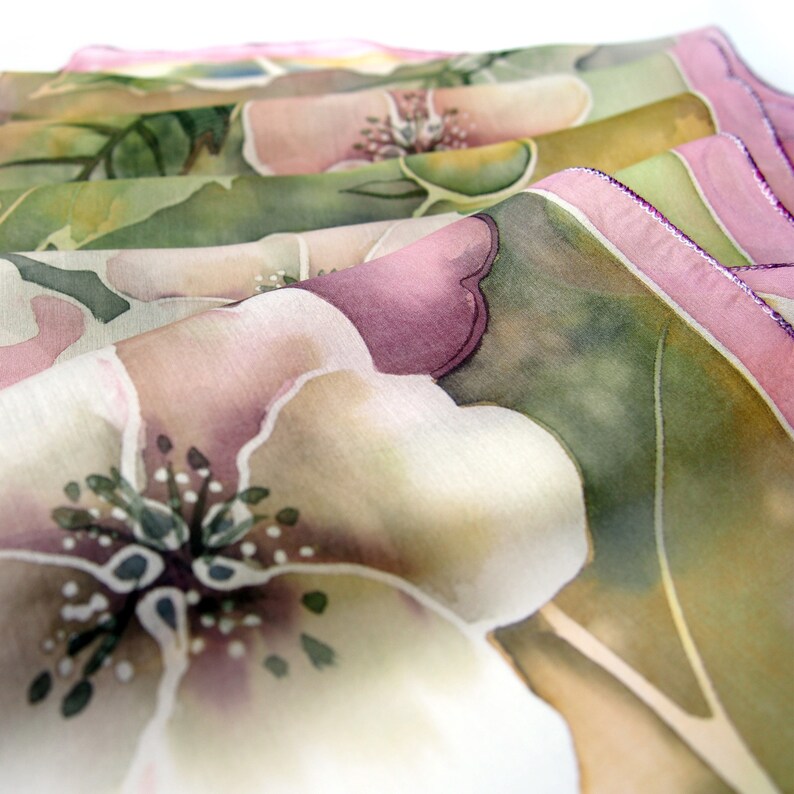 Watercolor Silk Scarf Raspberry Silk Scarves Hand Painted | Etsy