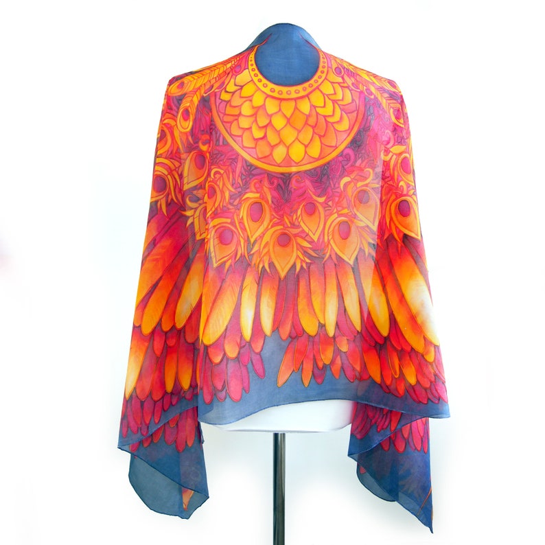 Phoenix Silk Scarf XL Festival Hand Painted Scarves With - Etsy