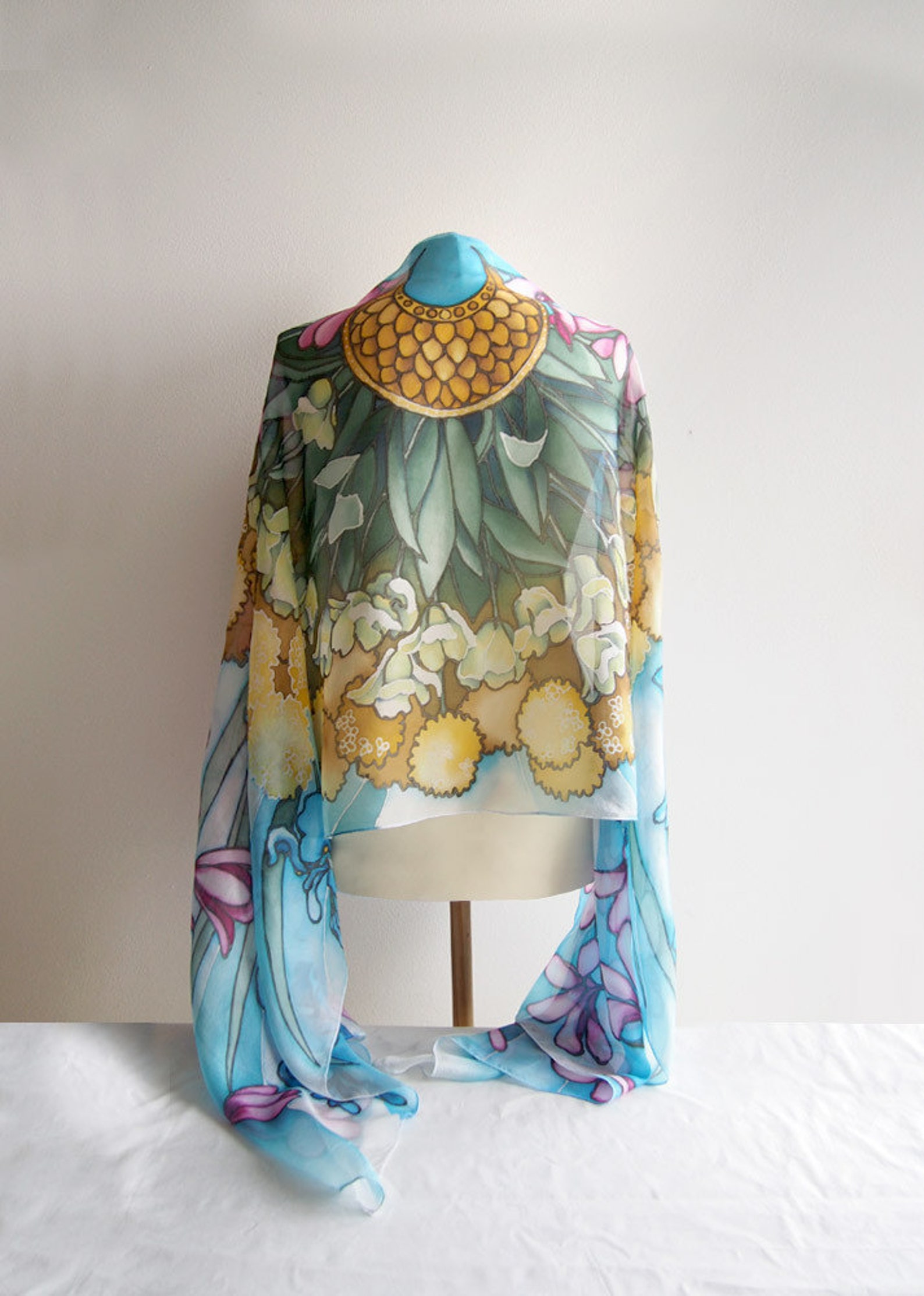 Big Silk Scarf Extra Long Scarf Handpainted Silk Scarves - Etsy
