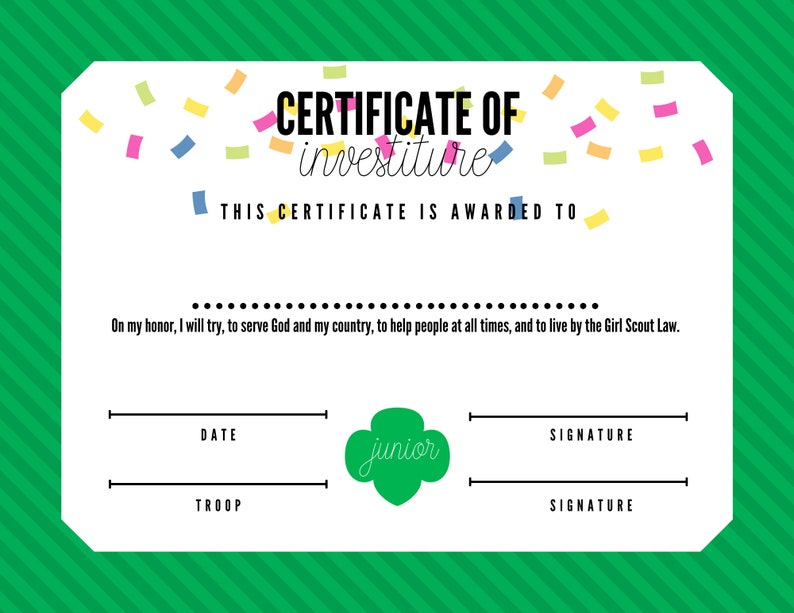 Junior Girl Scout Investiture/rededication Certificate - Etsy