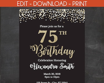 75th birthday invite | Etsy