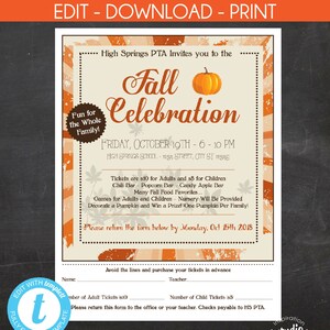 Fall Festival Flyer, Fall Celebration, School, Church, PTA, PTO, or Any ...