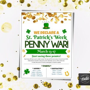 St. Patrick's Day Week Penny War Fundraising Flyer Template We Declare ...