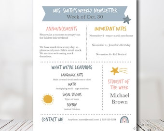 Editable Weekly Donut Teacher Newsletter Template Notes to - Etsy
