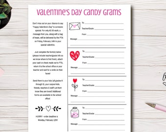 Valentine's Day Carnation Gram Flyer Template for | Etsy