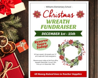 Christmas Wreath Flyer - Etsy