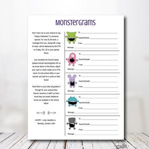 Monster Halloween Candy Gram Flyer Template School Fundraiser Flyer ...