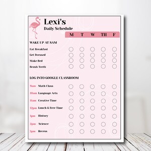 Kids Flamingo Daily School Schedule Template Distant Learning - Etsy