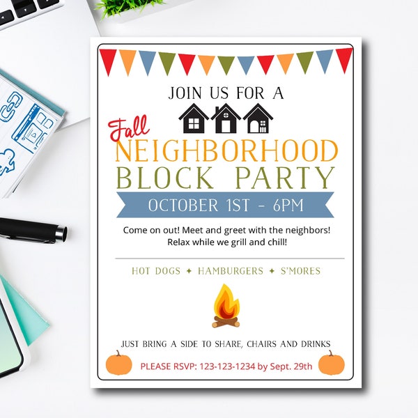 Fall Block Party Template - Etsy