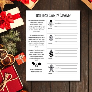 Holiday Candy Gram Flyer Template, Christmas Candy Grams, School ...