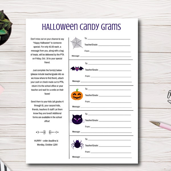 Candy Gram Template - Etsy