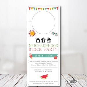 Neighborhood Block Party Door Hanger | Summer Backyard Party Invite ...