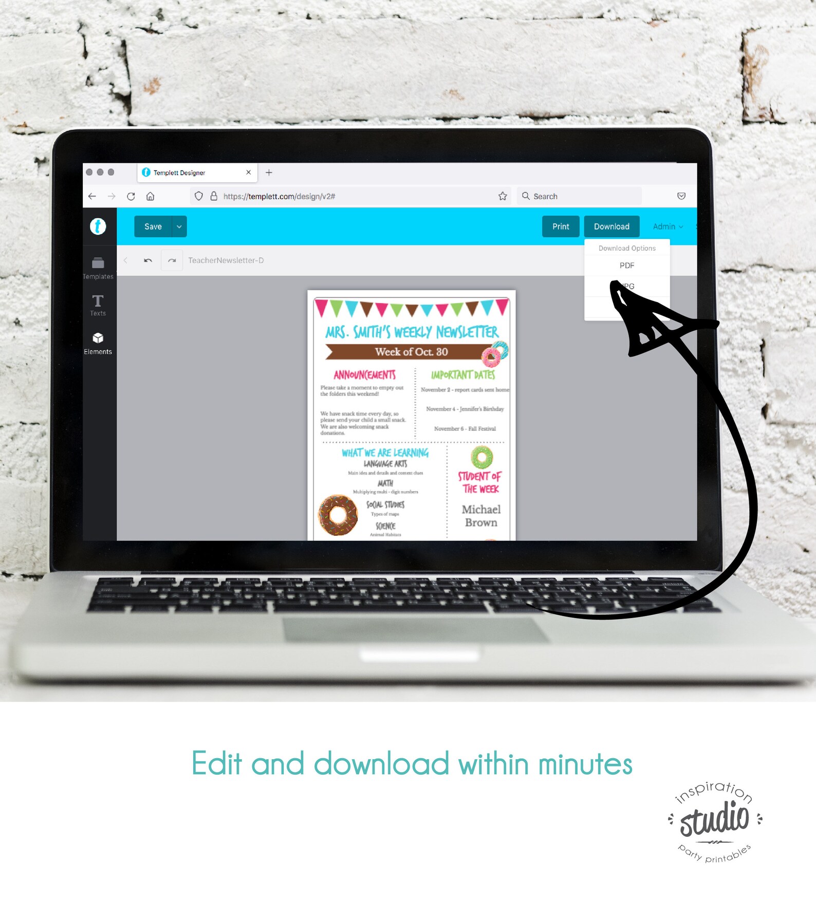 Editable Weekly Donut Teacher Newsletter Template Notes to - Etsy