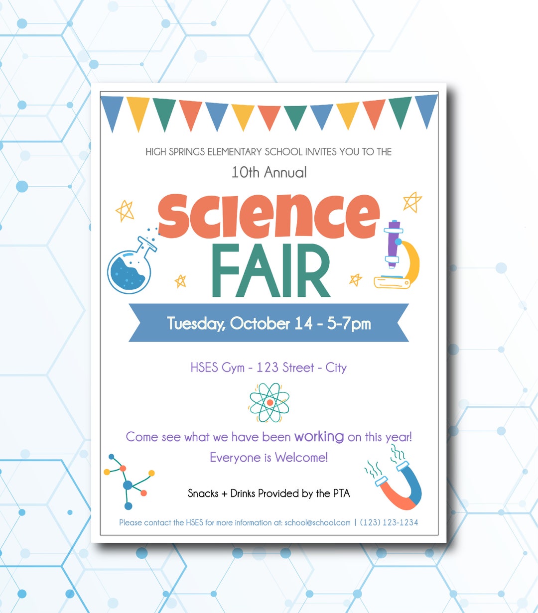 Science Fair Event Flyer Template, School Science Night Flyer Template ...
