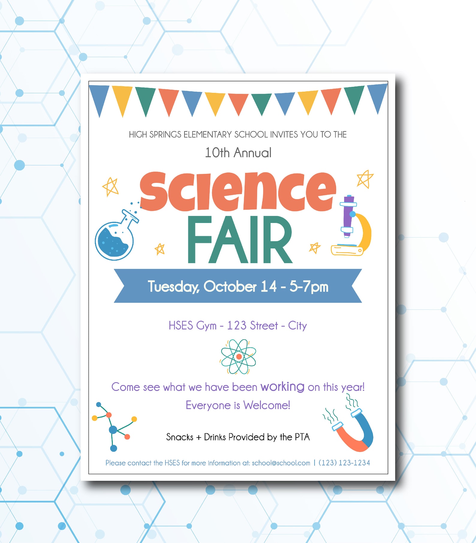 Science Fair Event Flyer Template School Science Night Flyer - Etsy