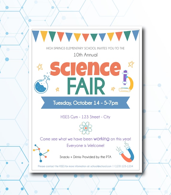 Science Fair Event Flyer Template, School Science Night Flyer Template ...