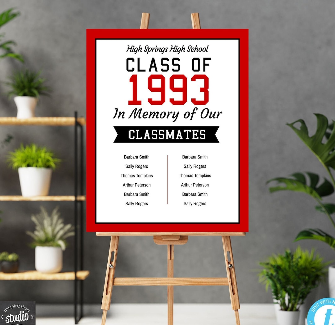 Memory of Classmates Tribute Poster Template | School Reunion in ...