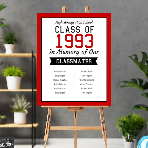 Memorial Poster Template Class Reunion - Etsy