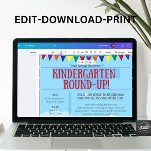 Kindergarten Round-up Event Flyer | Printable Template | School Flyer ...
