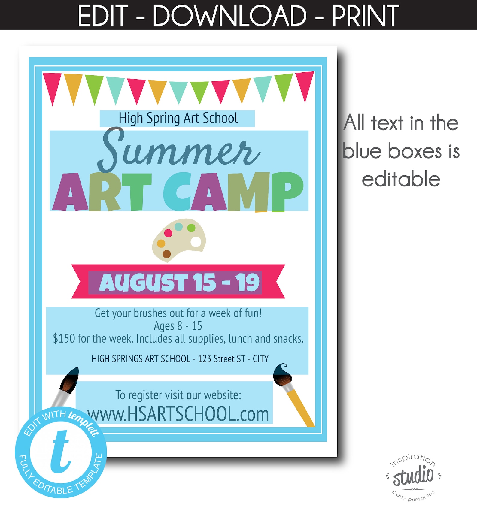 Art Camp Flyer Template Summer Art Camp Flyer Template - Etsy Canada