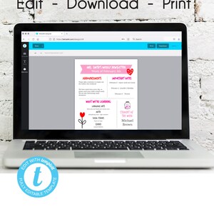 Valentine's Day Editable Weekly Teacher Newsletter Template, Notes to ...