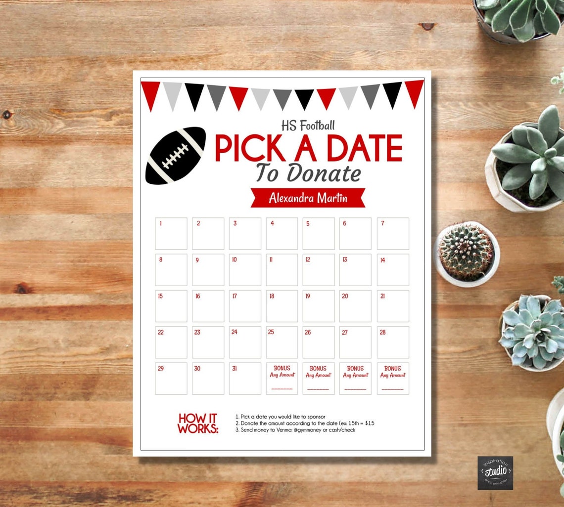 Pick a Date to Donate Football Flyer Template Football Team - Etsy