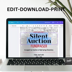 Editable Silent Auction Flyer Template for School Events and Community ...